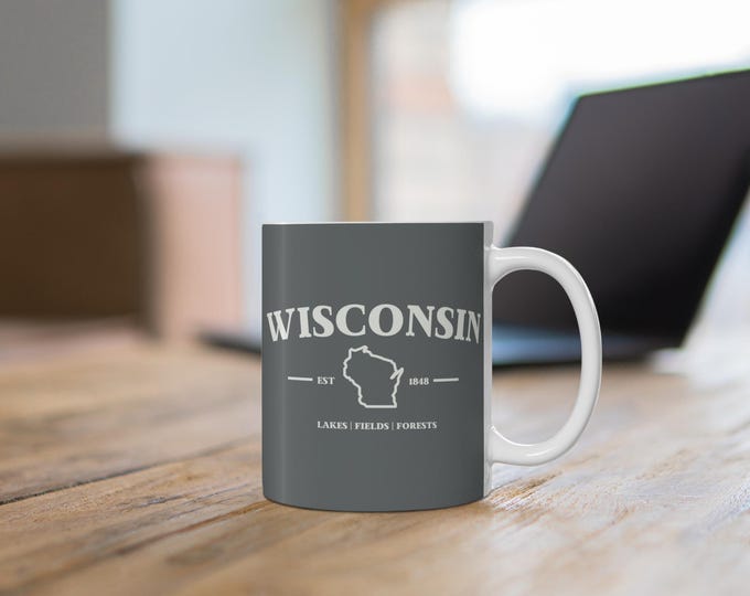 Wisconsin Mug, State Design White Ceramic Wisconsin Mug 11oz & 15oz ...
