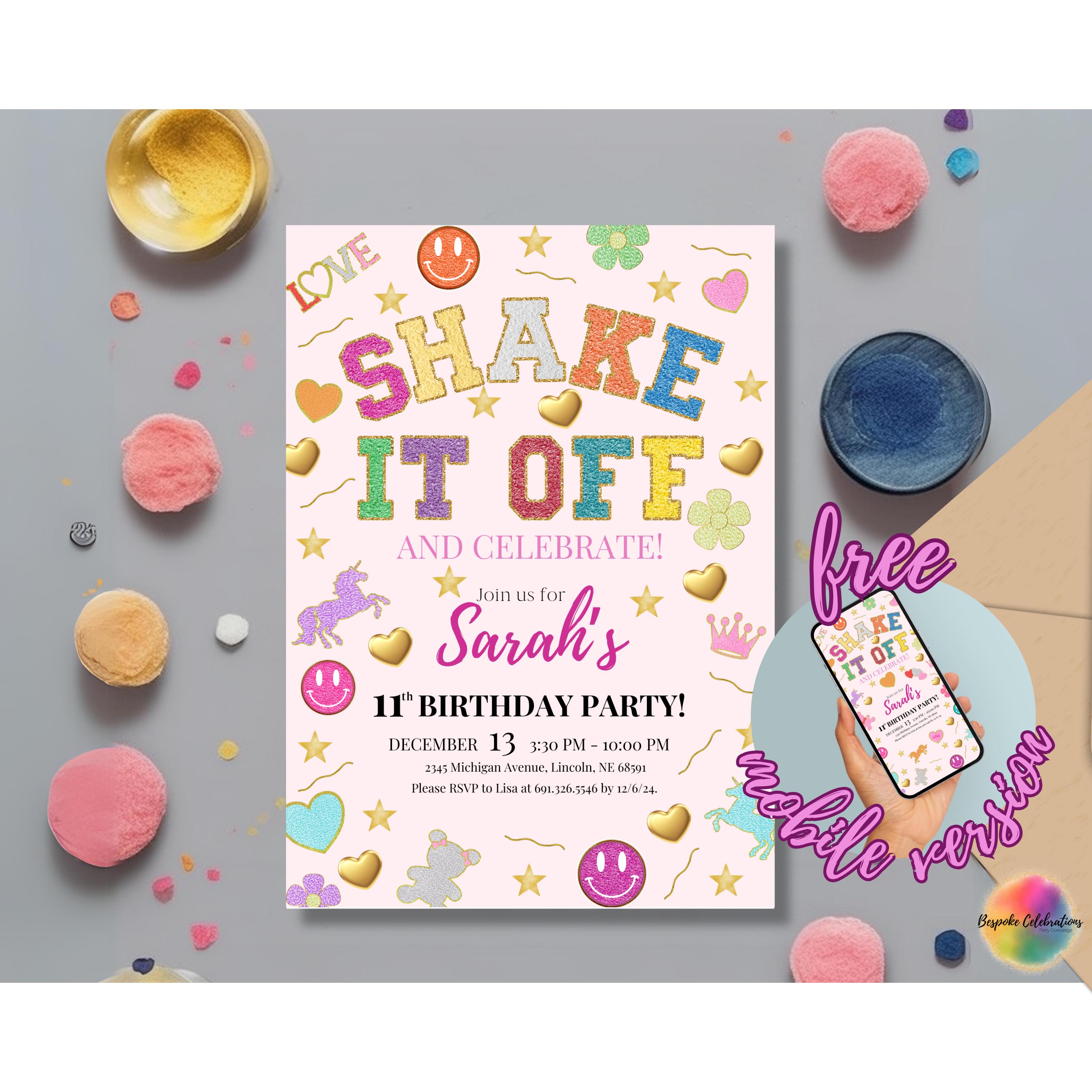 Shake It off and Celebrate! Kids Birthday Party Invitation | 5x7 ...