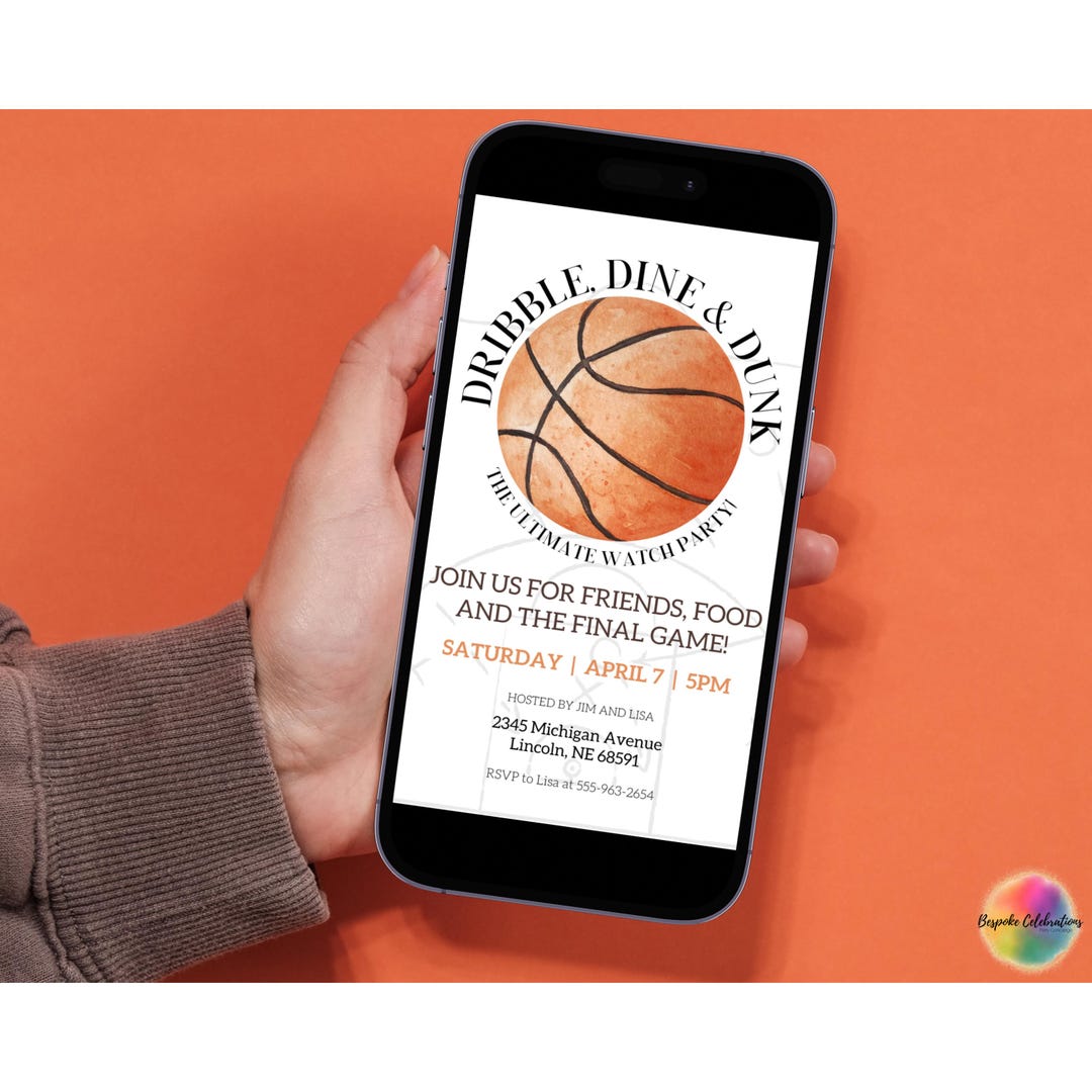 March is Madness Mobile Invitation | Dribble Dine Dunk Editable Digital ...