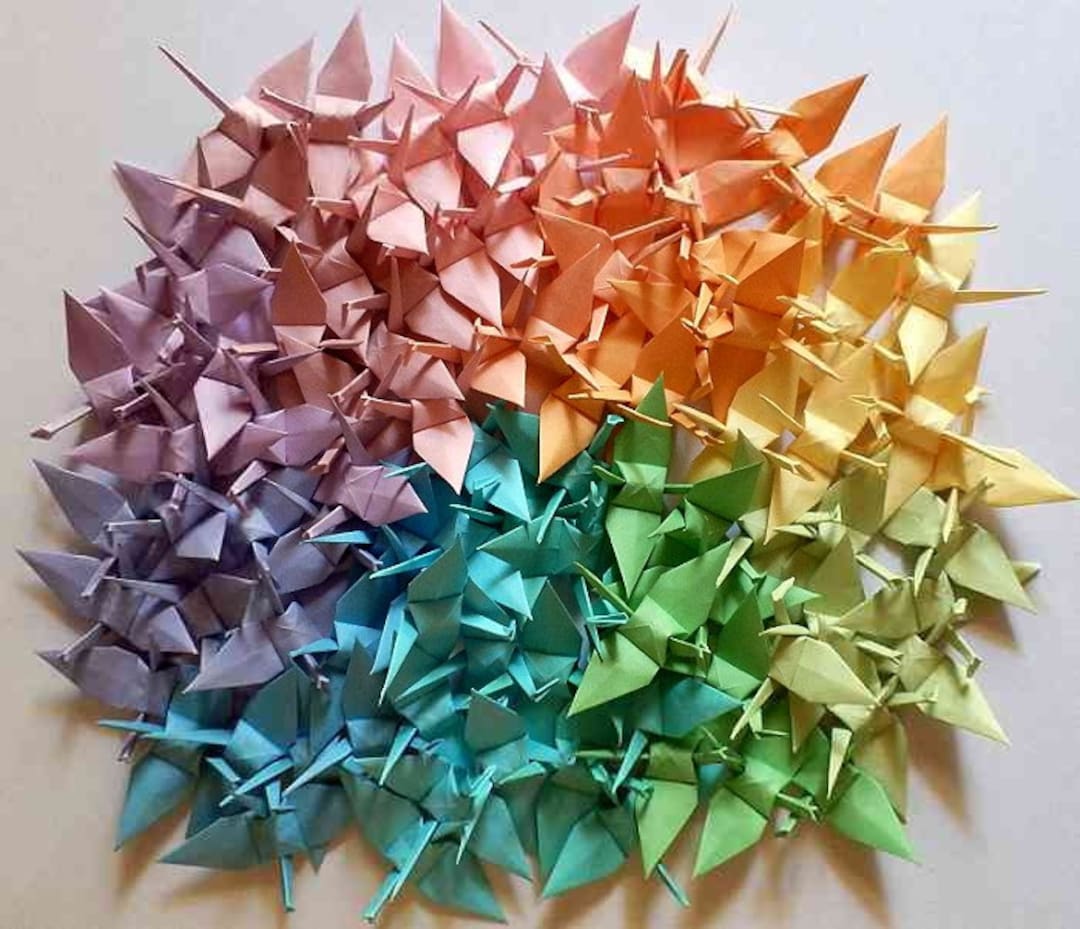 12 Pastel Colors - 96 Small Origami Paper Cranes - Made of 7.5cm 3 ...