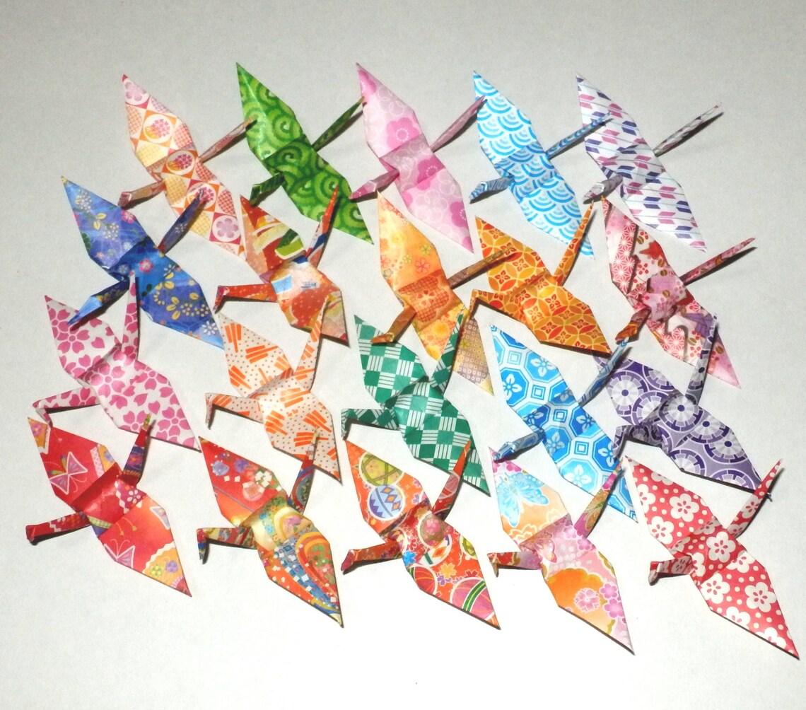 100 Small Origami Cranes Origami Paper Cranes Made of 7.5cm - Etsy