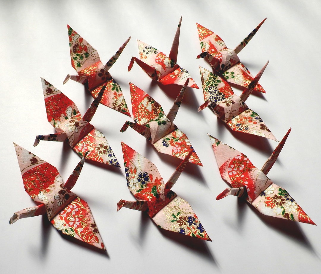 100 Yuzen Washi Origami Cranes Origami Paper Cranes Made of 8.8cm 3 1/2 ...