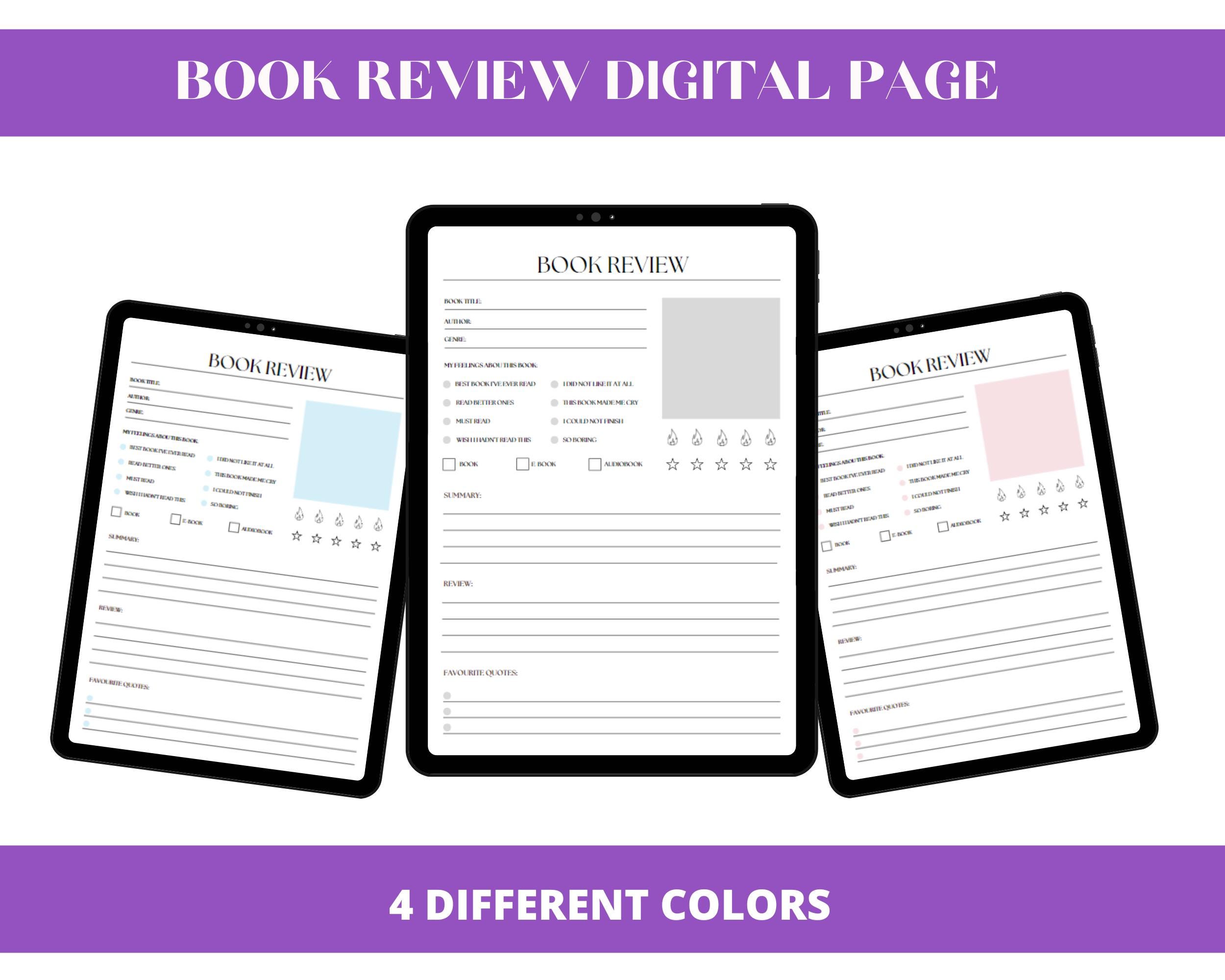 Printable Book Review Pages, Reading Tracker, Printable Reading Journal ...