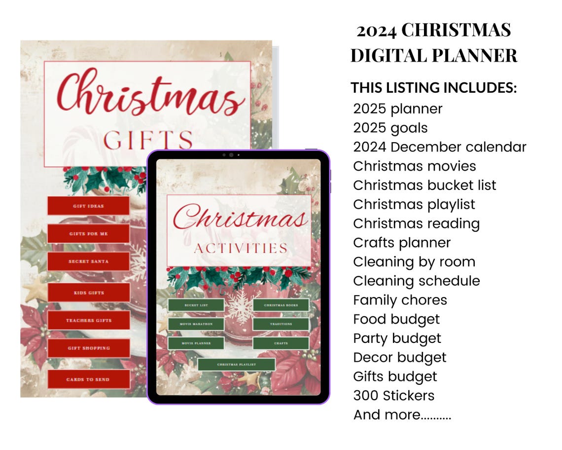 Goodnotes Christmas Planner, Digital Christmas Planner, 2024 Holiday ...
