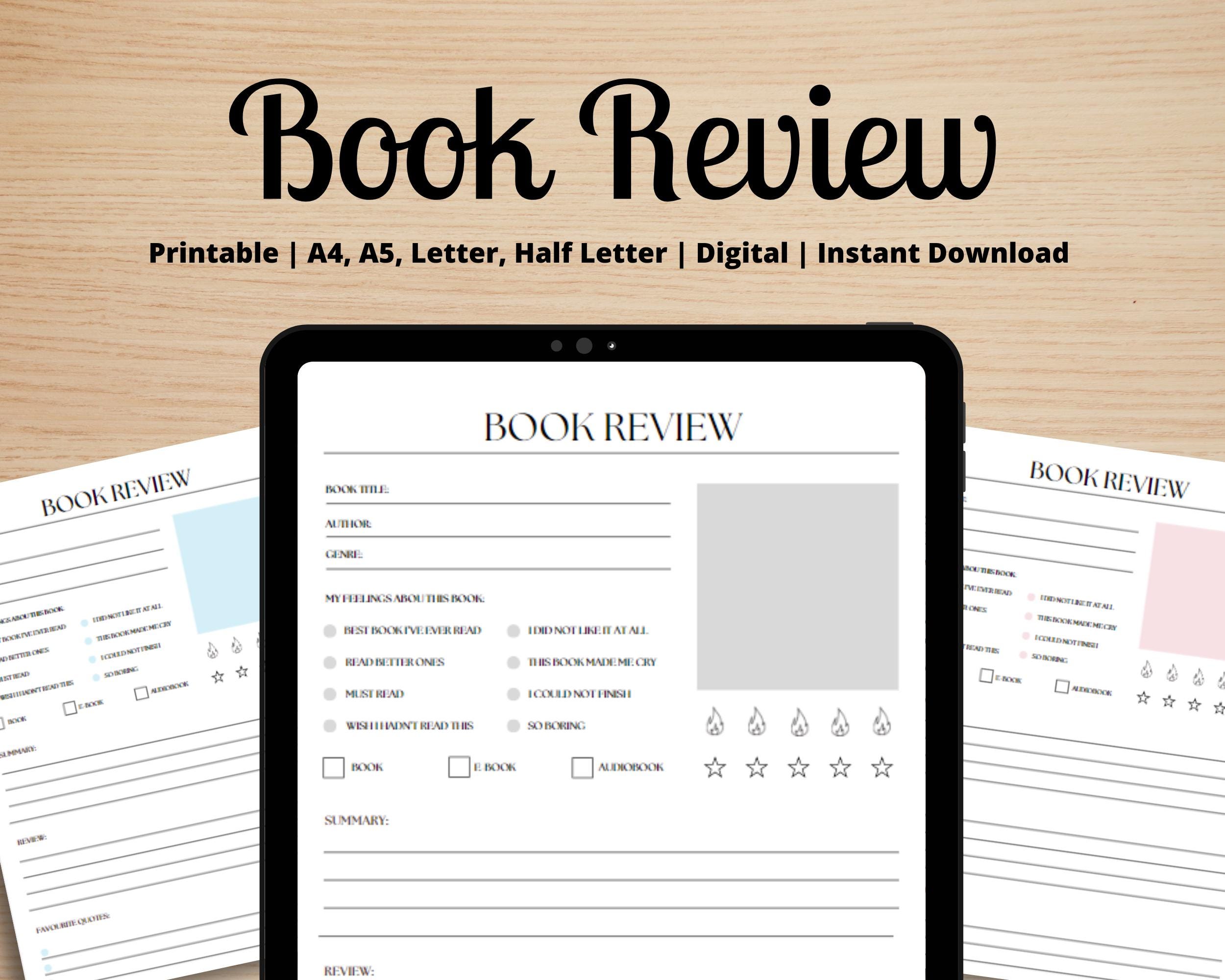 Printable Book Review Pages, Reading Tracker, Printable Reading Journal ...
