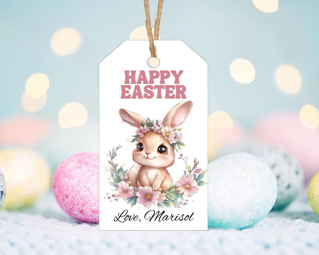 EDITABLE Cute Easter Bunny Gift Tags, Easter Bunny Printable, Kids ...