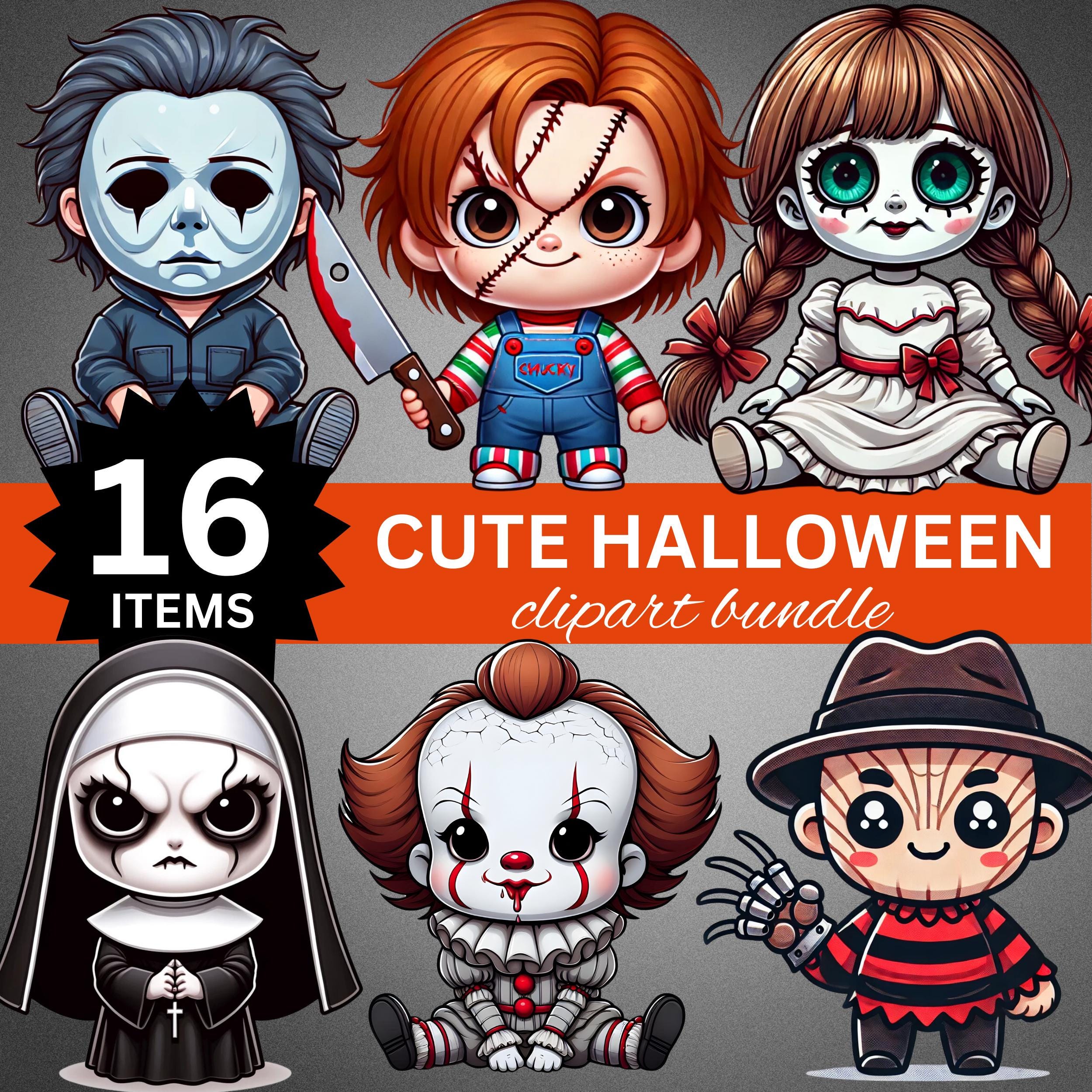 Spooky Cute Clipart, Watercolor Spooky Clipart, Cute Halloween Clipart ...