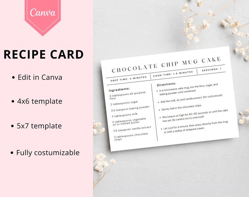 Personalized Recipe Cards, 4x6 Recipe Card Template Canva, Recipe ...