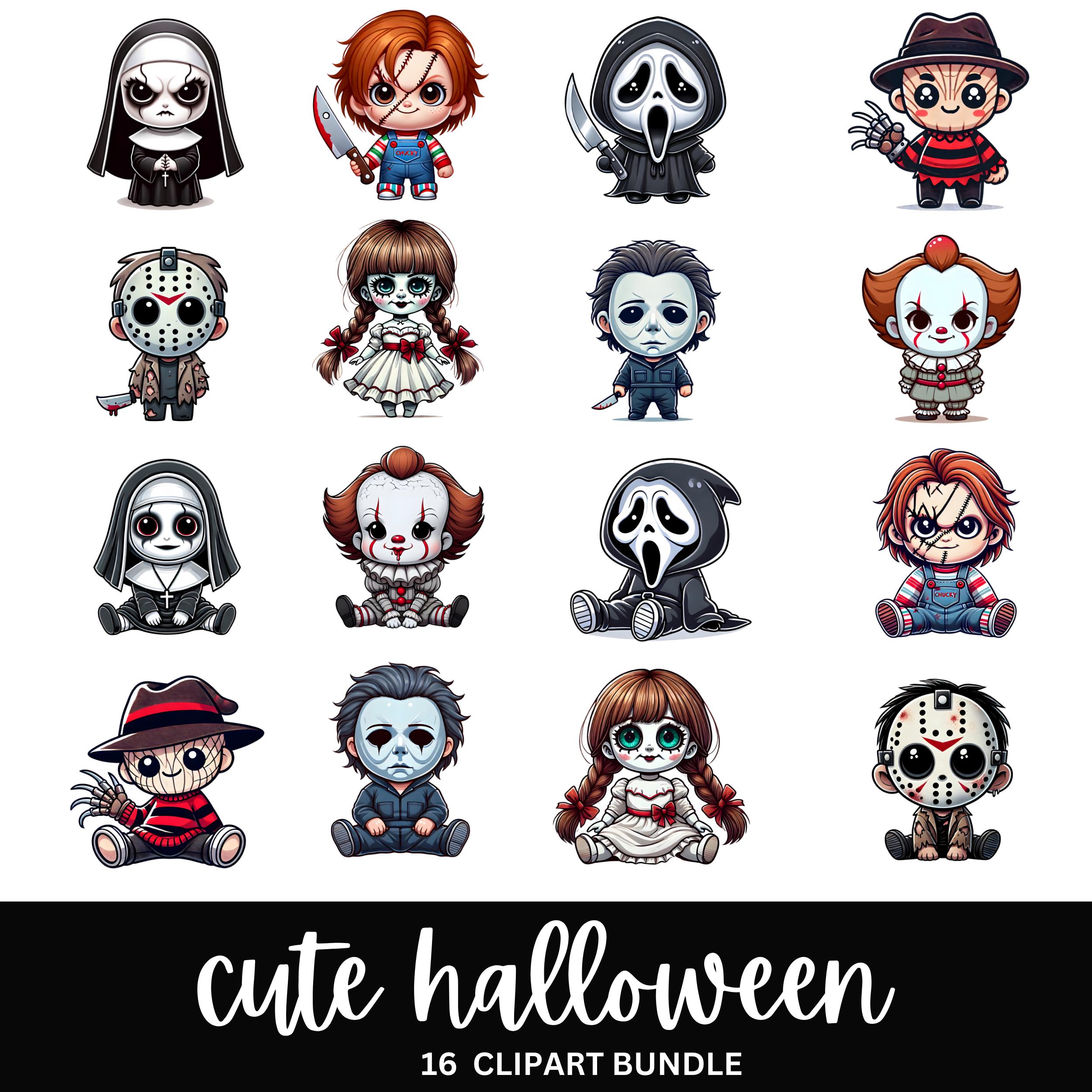 Spooky Cute Clipart, Watercolor Spooky Clipart, Cute Halloween Clipart Bundle, Cute Halloween ...