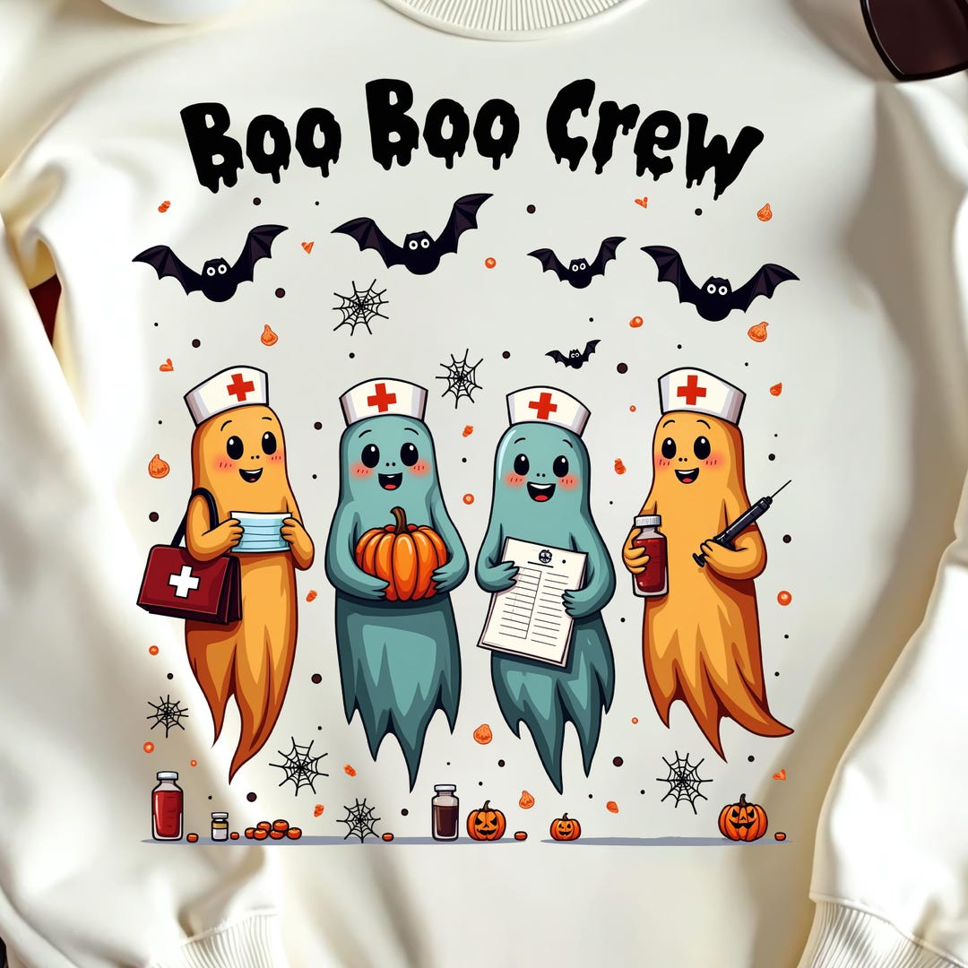 Boo Boo Crew Ghost Nurse PNG File, Funny Nurse Halloween PNG, Cute ...