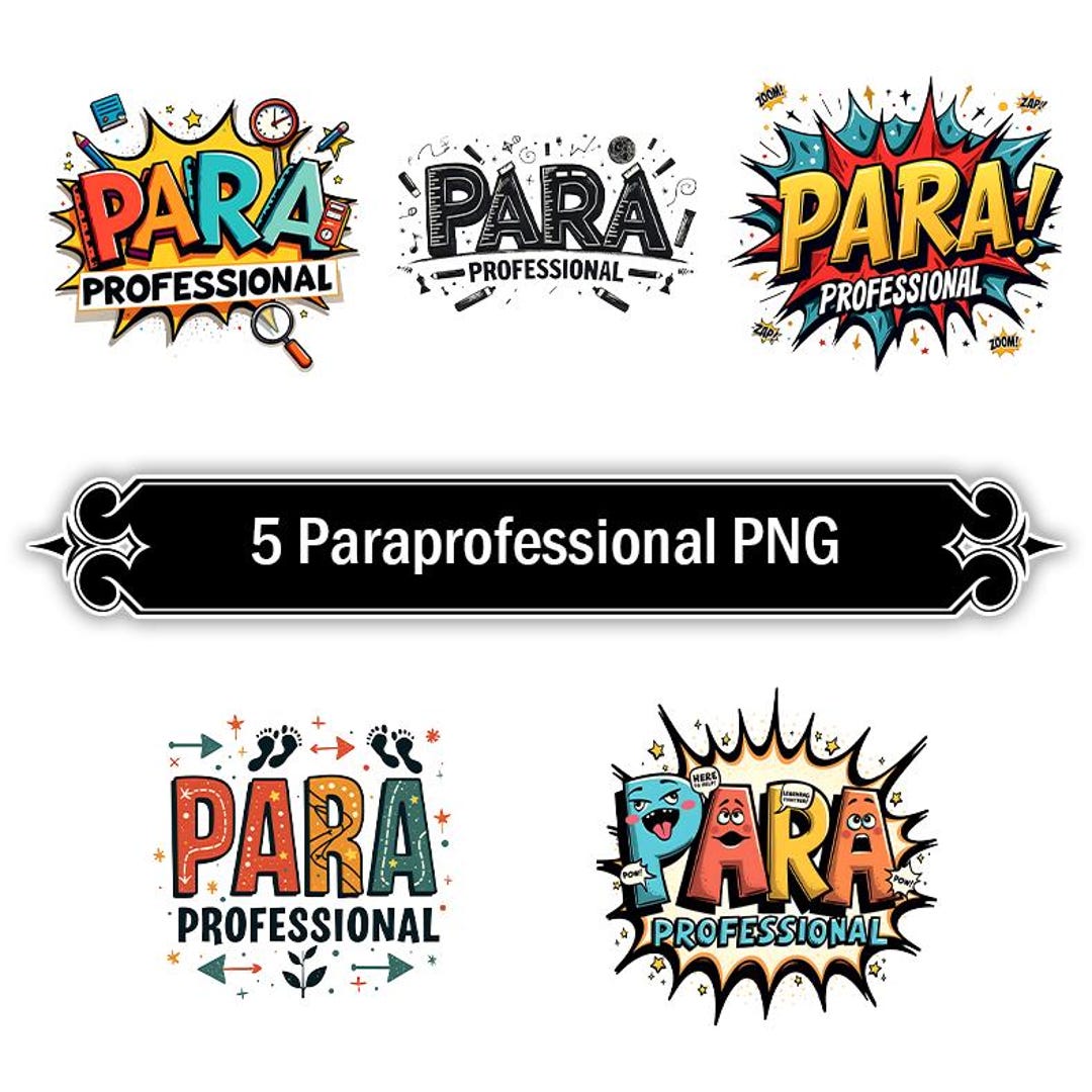 5 Paraprofessional PNG Digital Designs Para Pro, Teachers Aide ...