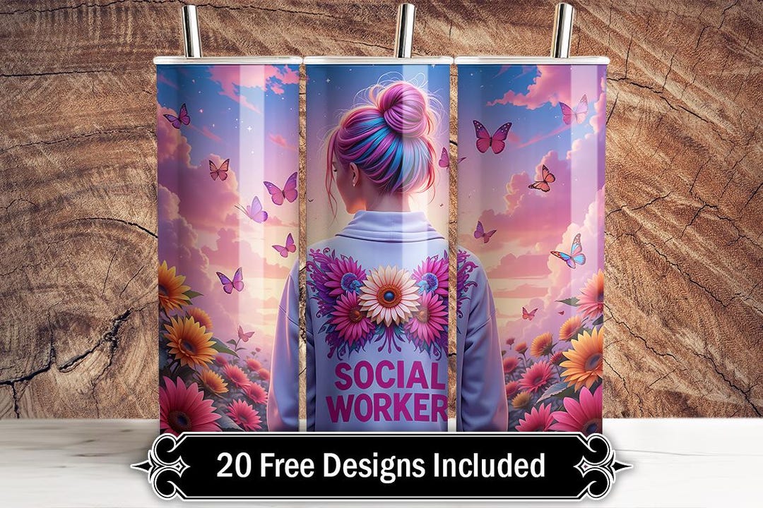 Social Worker Woman Skinny Tumbler Wrap Design for 20oz Straight ...