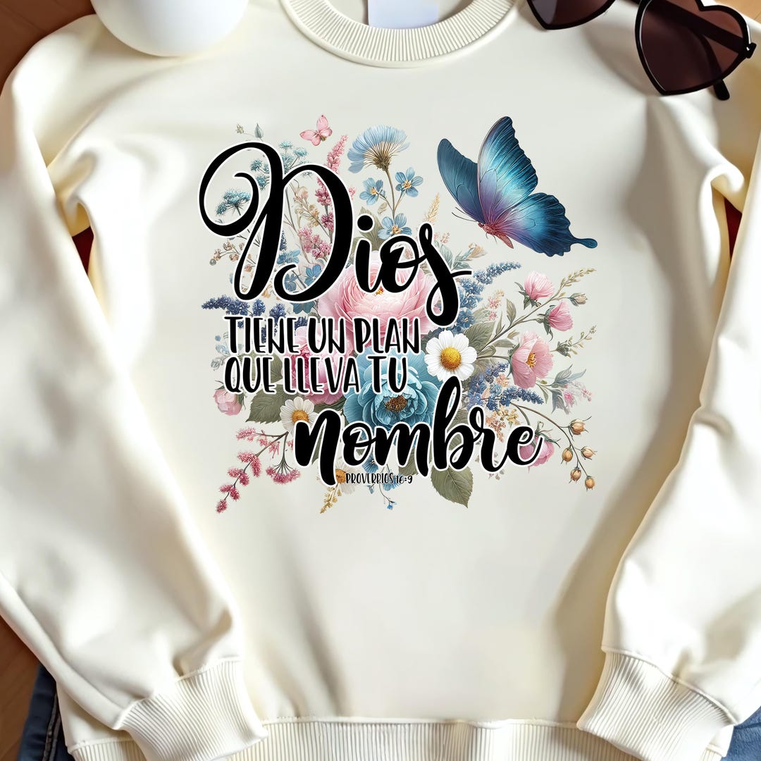 Dios Tiene Un Plan Que Lleva Tu Nombre PNG, Frases Religiosas Florales ...