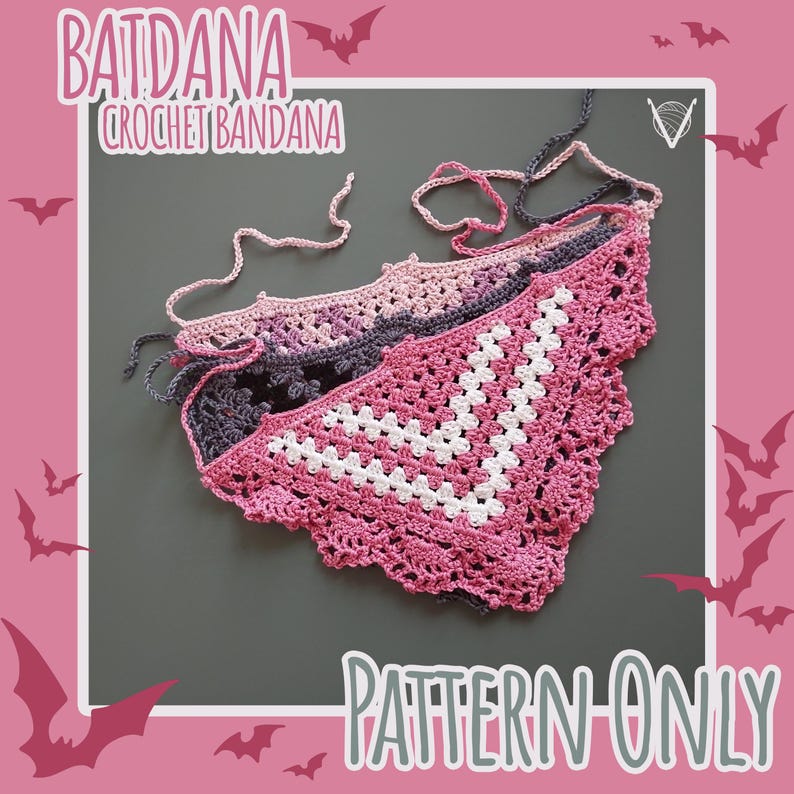 Bandana Crochet Pattern, Bat-shaped Handmade Hair Accessory, Spooky ...