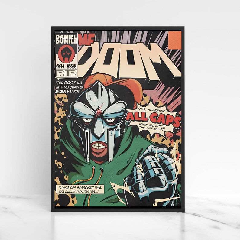 Hip Hop 90s MF Doom Comic Cover Print MF DOOM Classic Cover Retro Hiphop Posters New York East ...