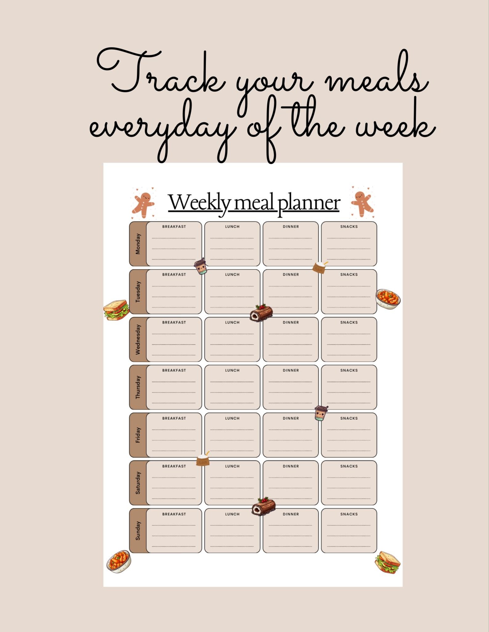 Printable Weekly Meal Planner Template Digital Meal Plan Organizer ...
