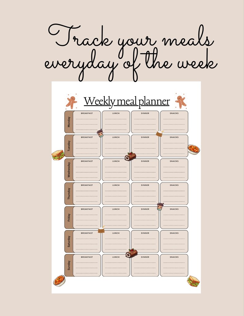 Printable Weekly Meal Planner Template Digital Meal Plan Organizer ...