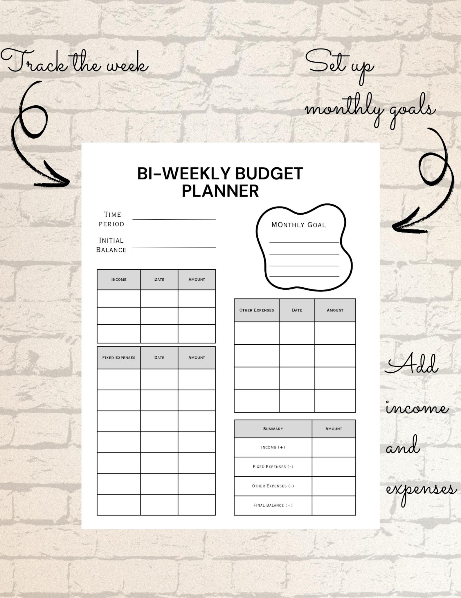 Bi-weekly Budget Planner Printable A4 and A5 Budget Tracker Template ...