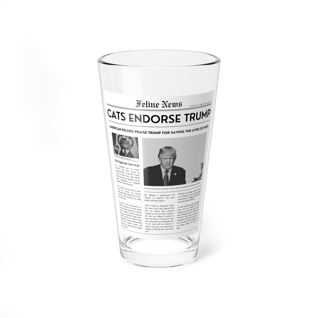 Trump 2024, Funny Trump Glass: Cats Endorse Trump Mixing Glass, 16oz - Etsy