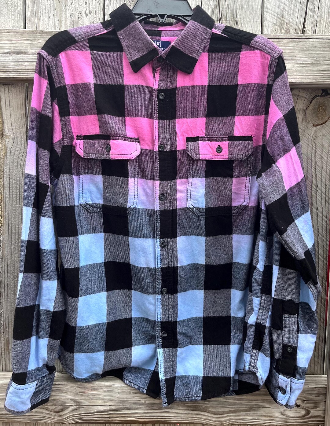 Pink & Blue Tie Dyed Flannel Shirt Hand Dyed Shirt Oversized Tie Dye ...
