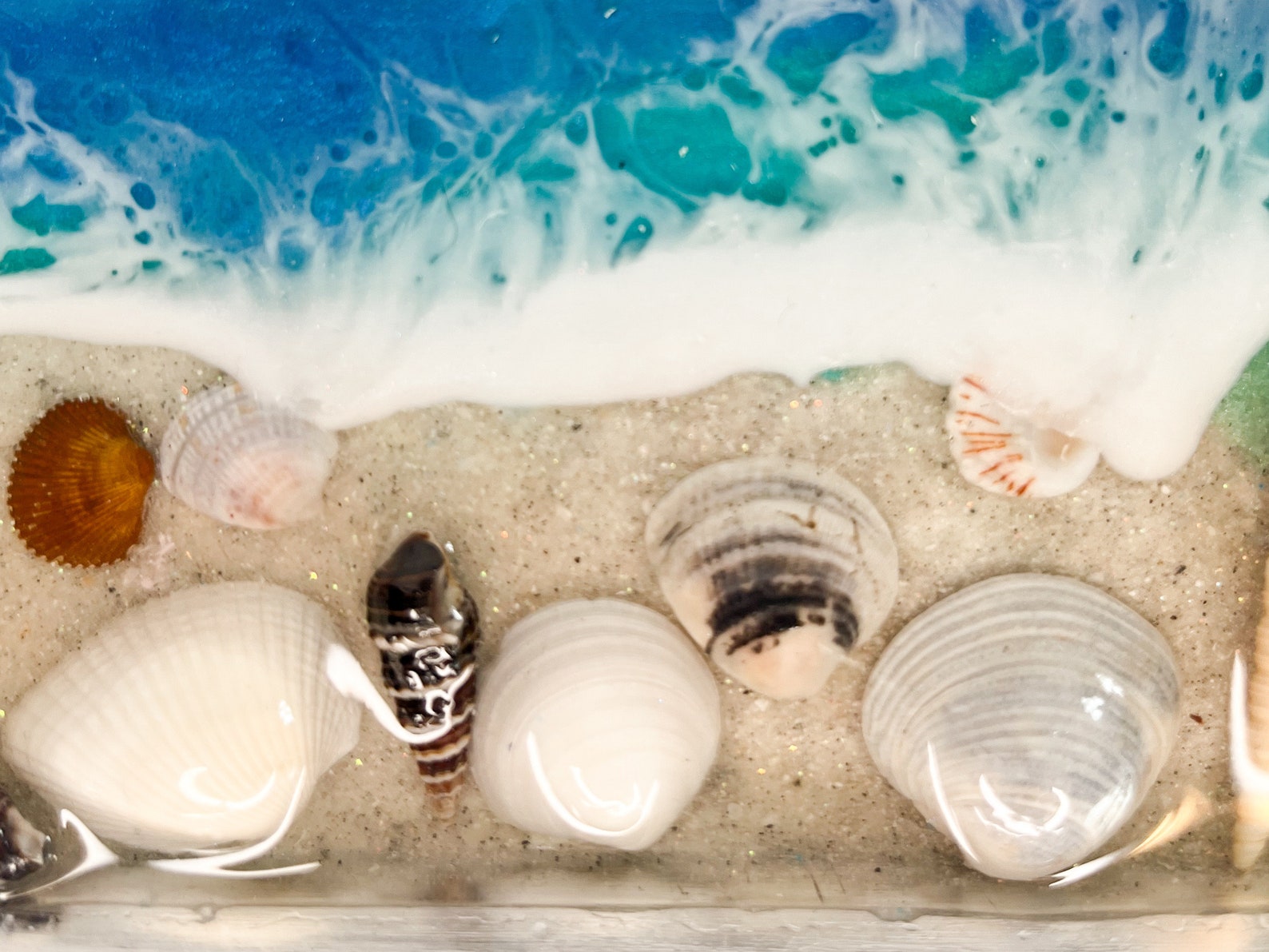 St Pete Beach Sand & Seashell Resin Tray - Coastal Ocean Wave Art - Etsy