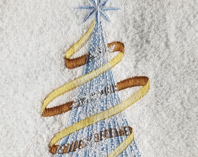 Christmas Tree Towel - Christmas Towel - Embroidered Towel - Hand Towel ...