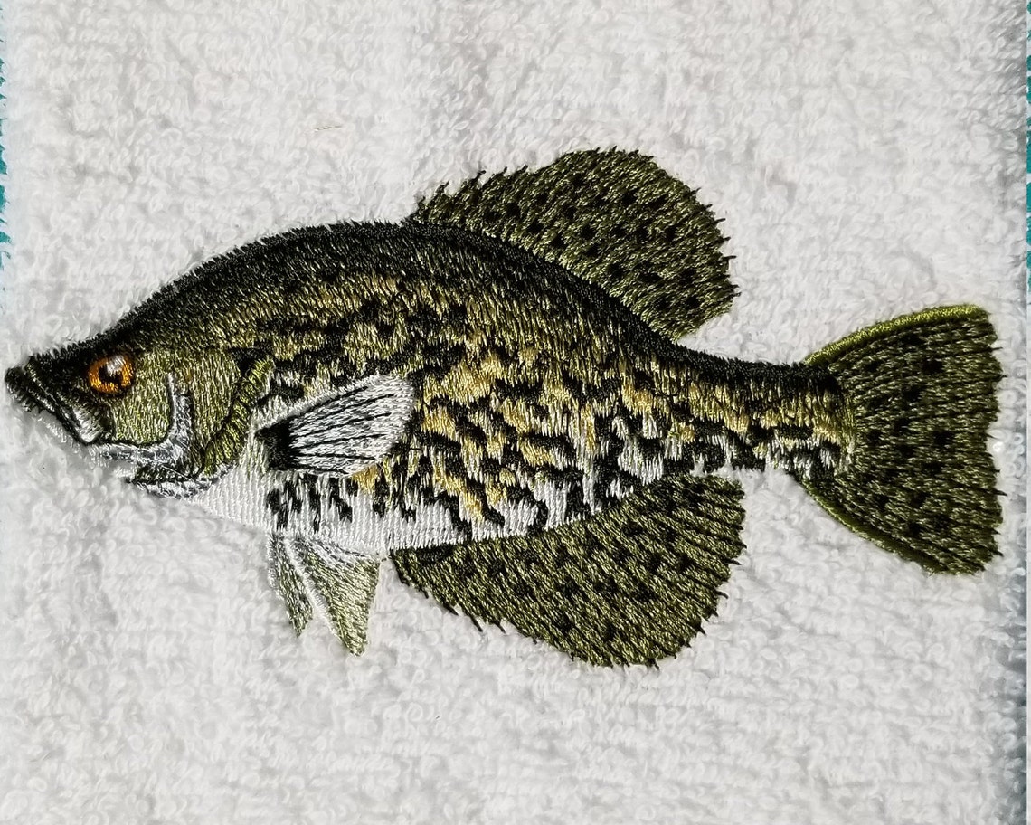 Fishing Towel Embroidered Towel Fish Towel Crappie - Etsy