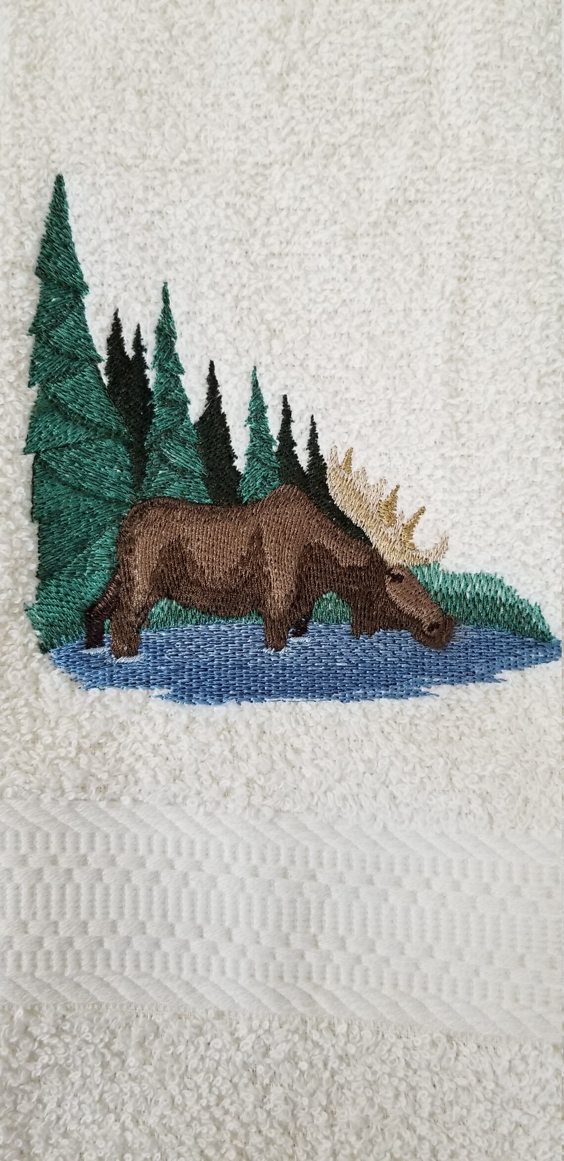Moose Towel Embroidered Towel Wildlife Towel Moose | Etsy