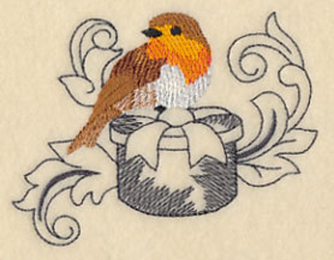 Bird Towel - Christmas Towel - Robin Towel - Embroidered Towel - Hand ...
