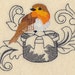 Bird Towel Christmas Towel Robin Towel Embroidered Towel Hand Towel ...