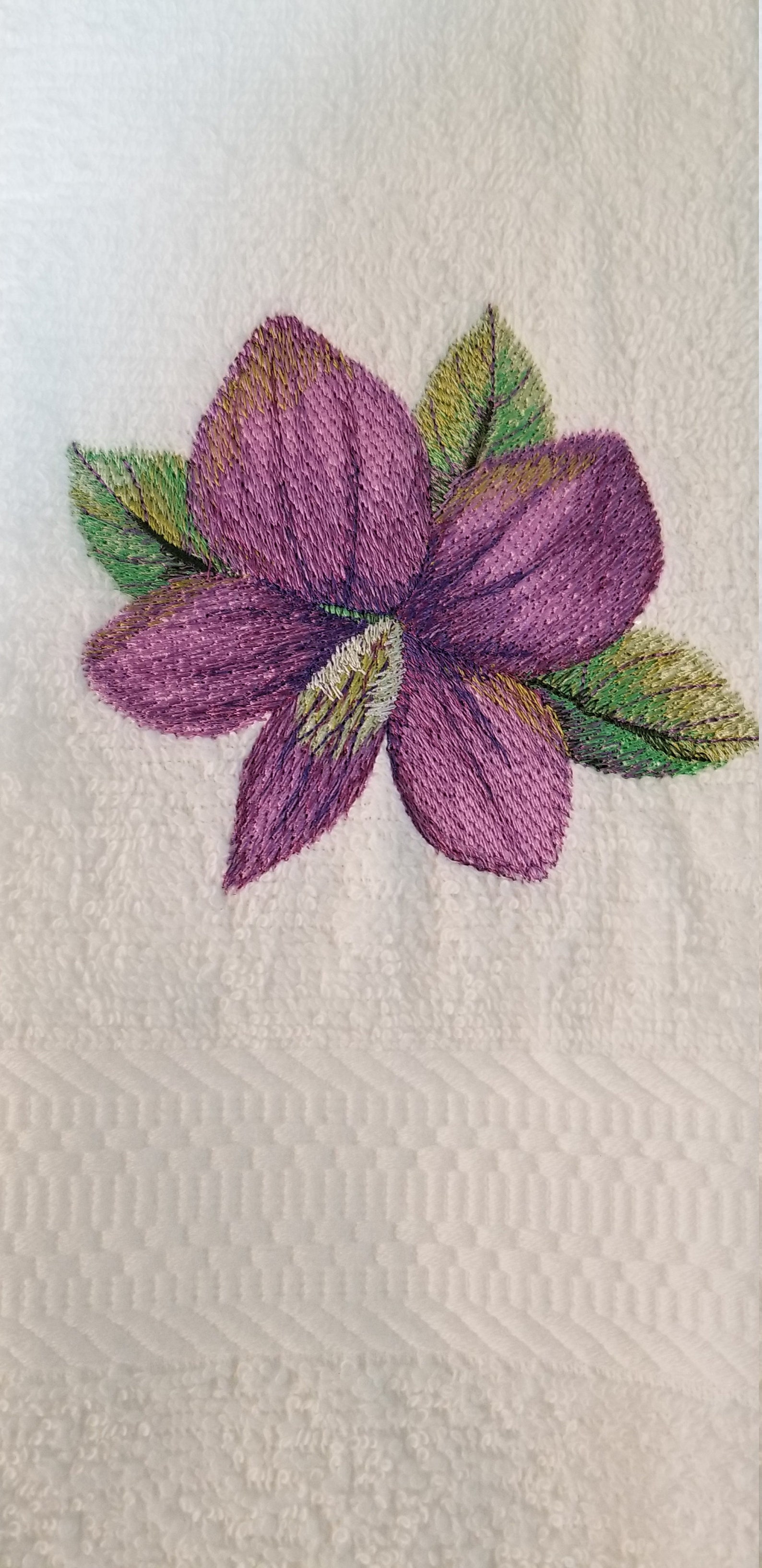 Violet Towel Embroidered Flower Towel Watercolor Hand - Etsy