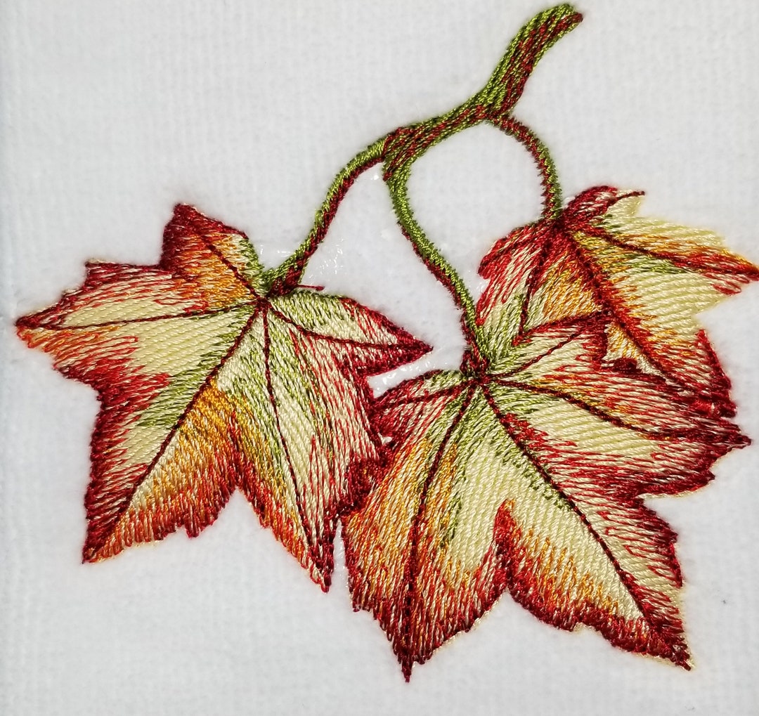 Autumn Towel - Maple Leaf Towel - Embroidered Towel- Hand Towel - Bath ...