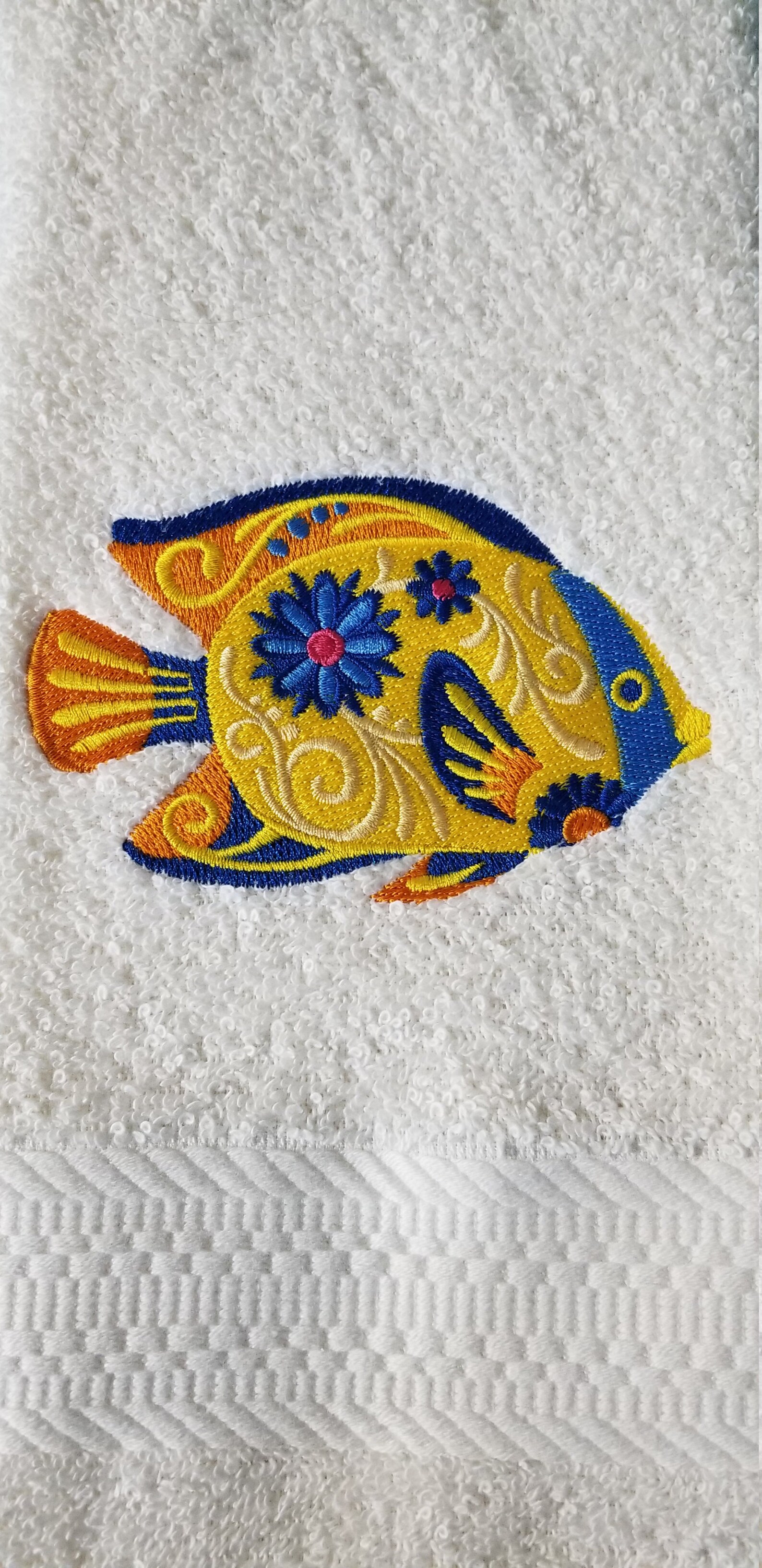 Embroidered Fish Towel Flower Power Tropical Fish - Etsy