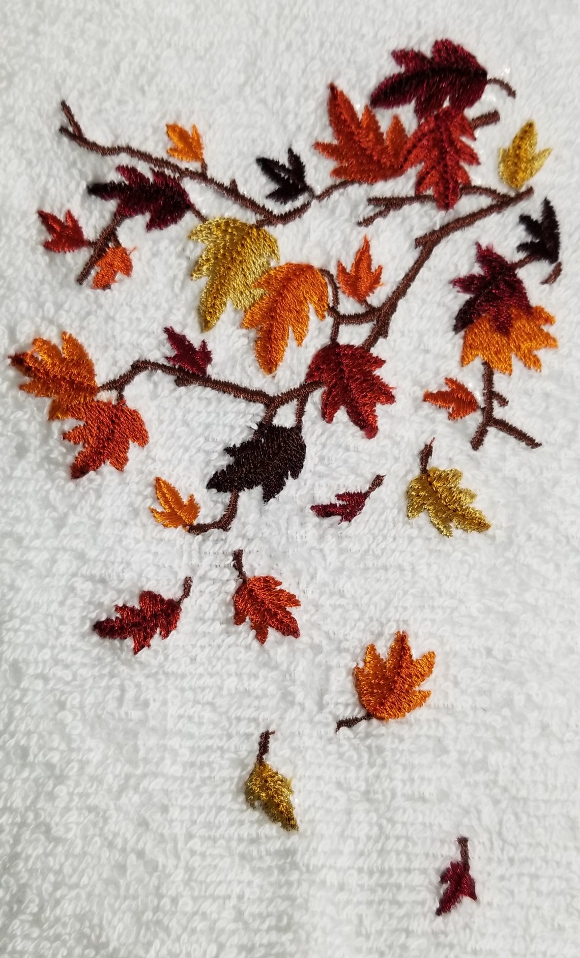 Autumn Towel Leaves Towel Embroidered Towel Flour Sack | Etsy