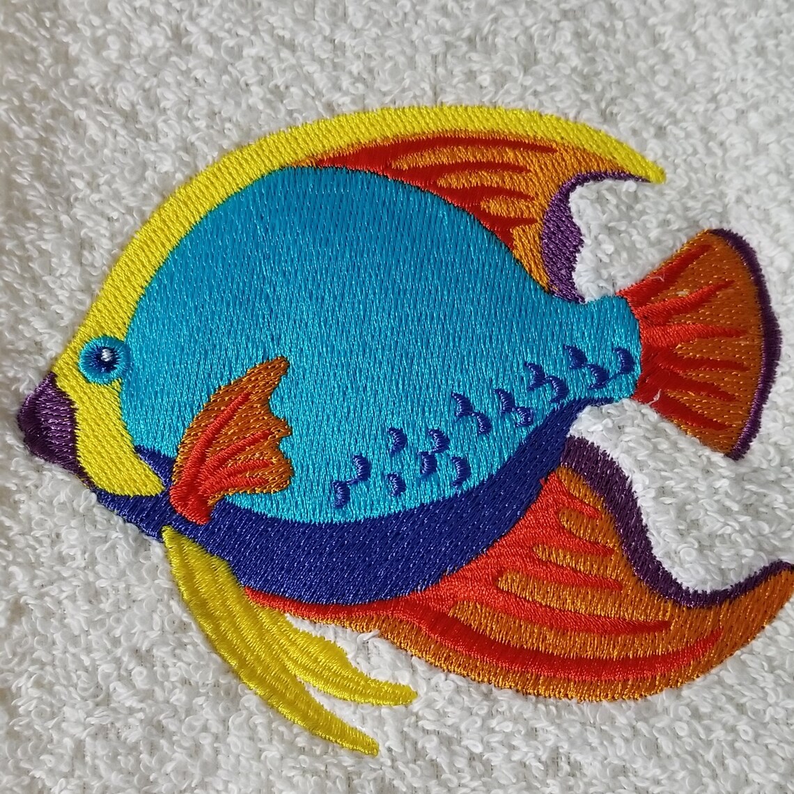 Fish Towel - Caribbean Towel - Embroidered Towel -tropical Fish Towel ...