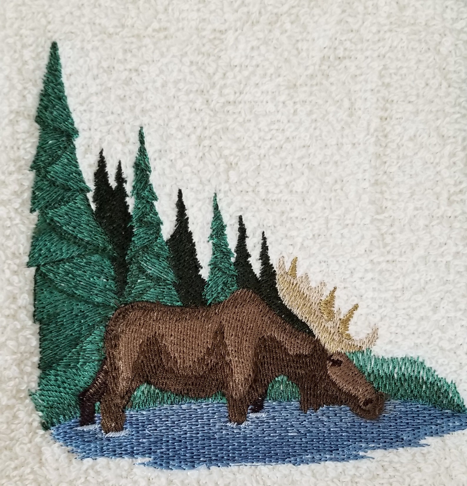Moose Towel Embroidered Towel Wildlife Towel Moose | Etsy