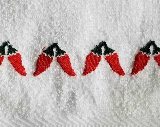 Embroidered Southwestern Towel - Embroidered Chili Peppers Towel -hand ...
