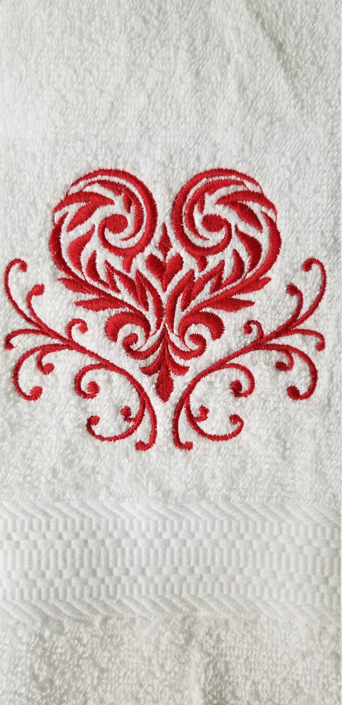 Embroidered Valentine Towel embroidered Heart Towel Damask - Etsy