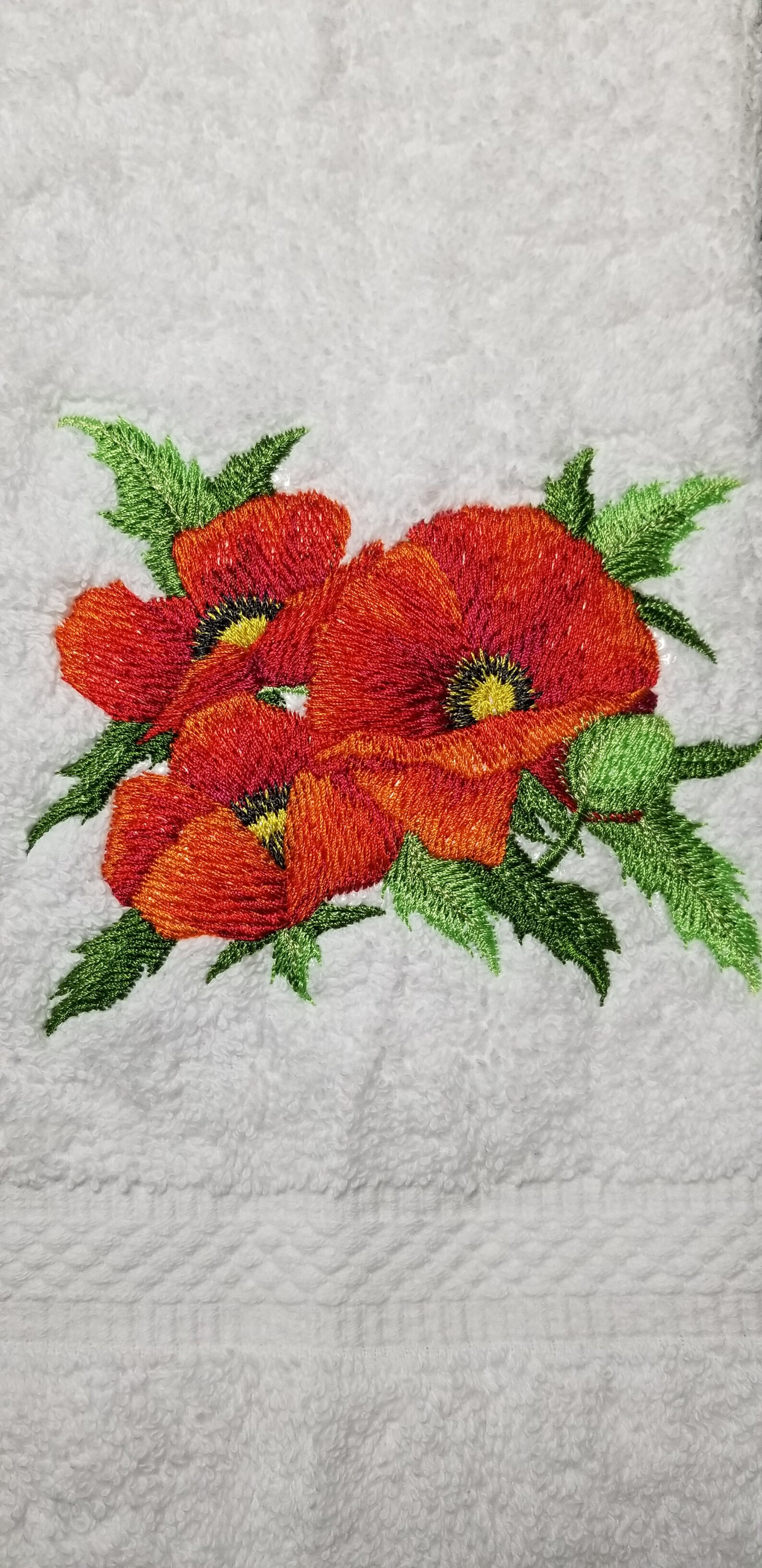 Poppy Towel Embroidered Flower Towel Poppies Hand Towel - Etsy