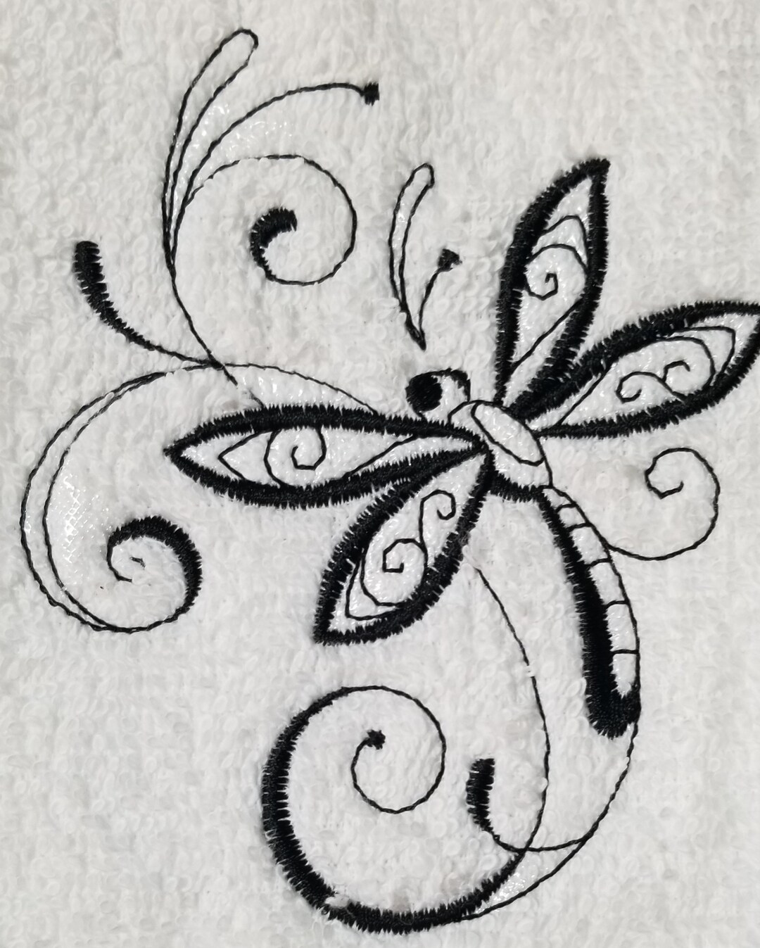 Dragonfly Towel - Embroidered Dragonfly - Hand Towel - Bath Towel ...