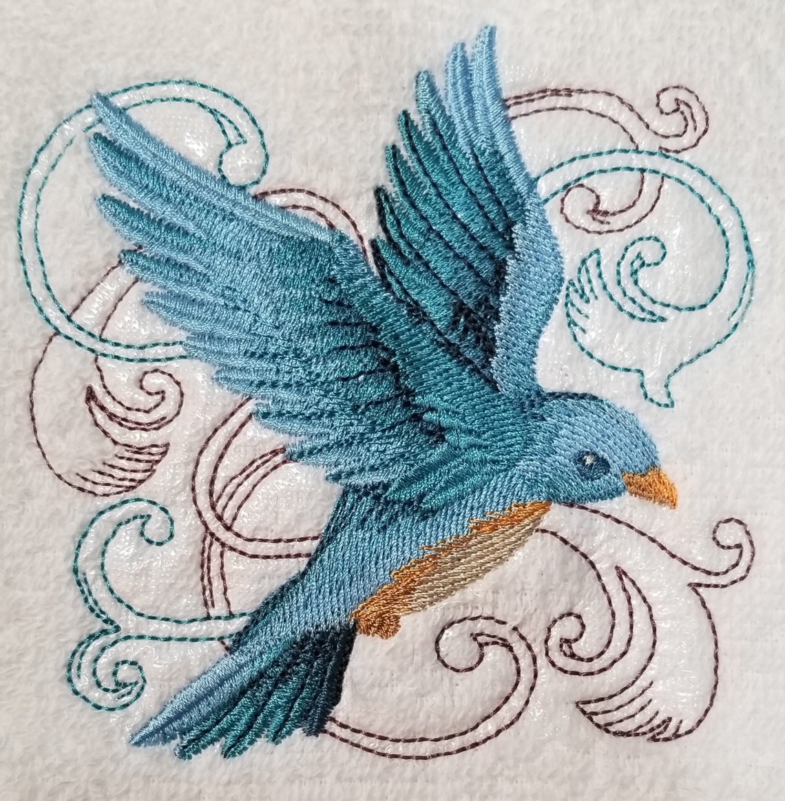 Bluebird Towel Bird Towel Embroidered Towel Hand Towel - Etsy
