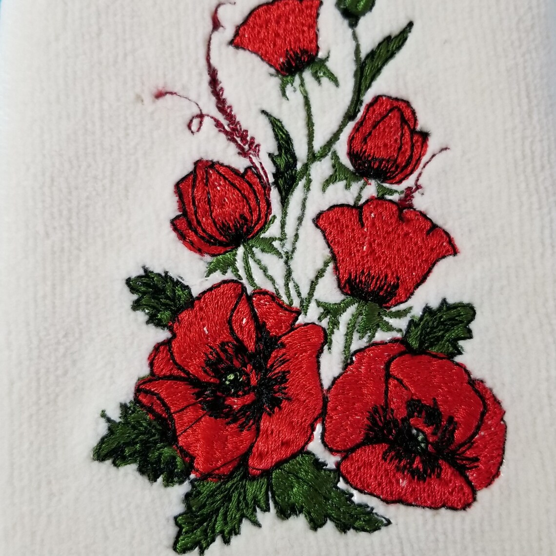 Poppy Towel - Poppies Towel - Embroidered Towel - Embroidered - Hand ...