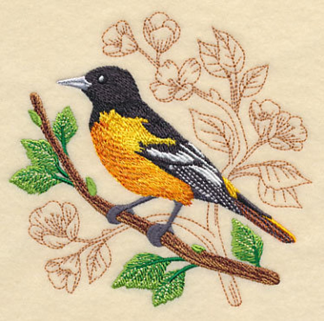 Oriole Towel - Bird Towel - Embroidered Towel - Hand Towel - Bath Towel ...