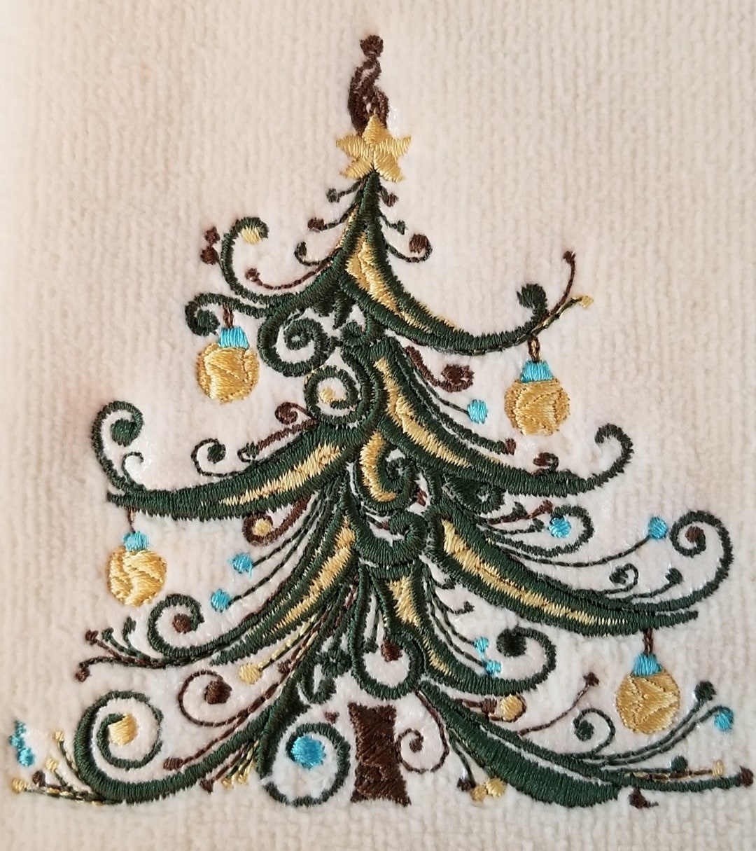 Christmas Tree Towel - Christmas Towel - Embroidered Towel - Hand Towel ...