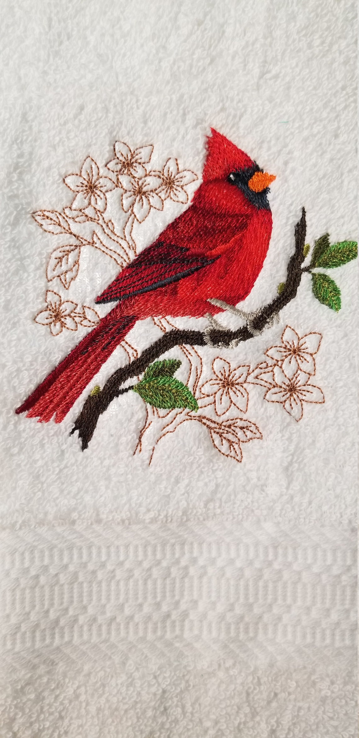 Cardinal Towel Bird Towel Embroidered Towel Hand Towel - Etsy