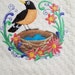 Robin Towel - Spring Towel - Bird Towel - Embroidered Towel - Hand ...