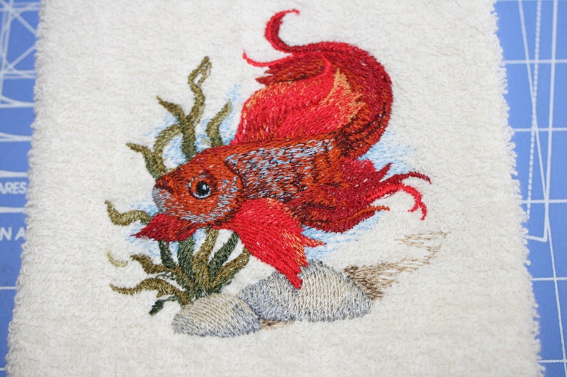 Embroidered Fish Towel Betta Fish Towel Hand Towel Bath - Etsy