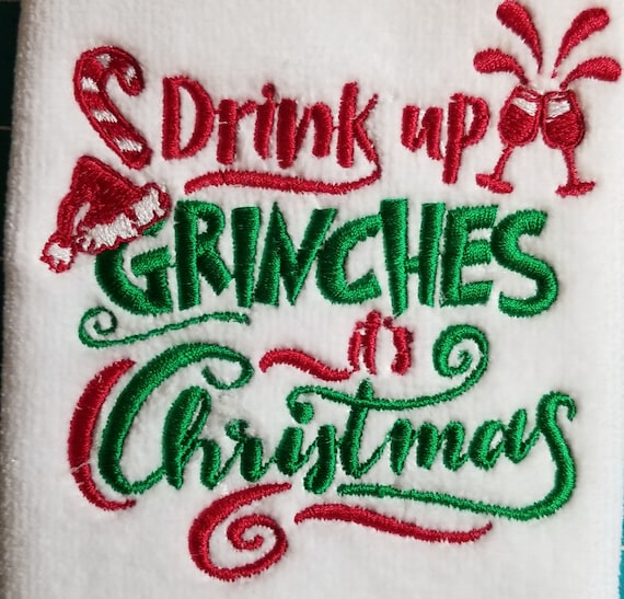 Grinch Towel Christmas Towel Embroidered Towel Flour | Etsy