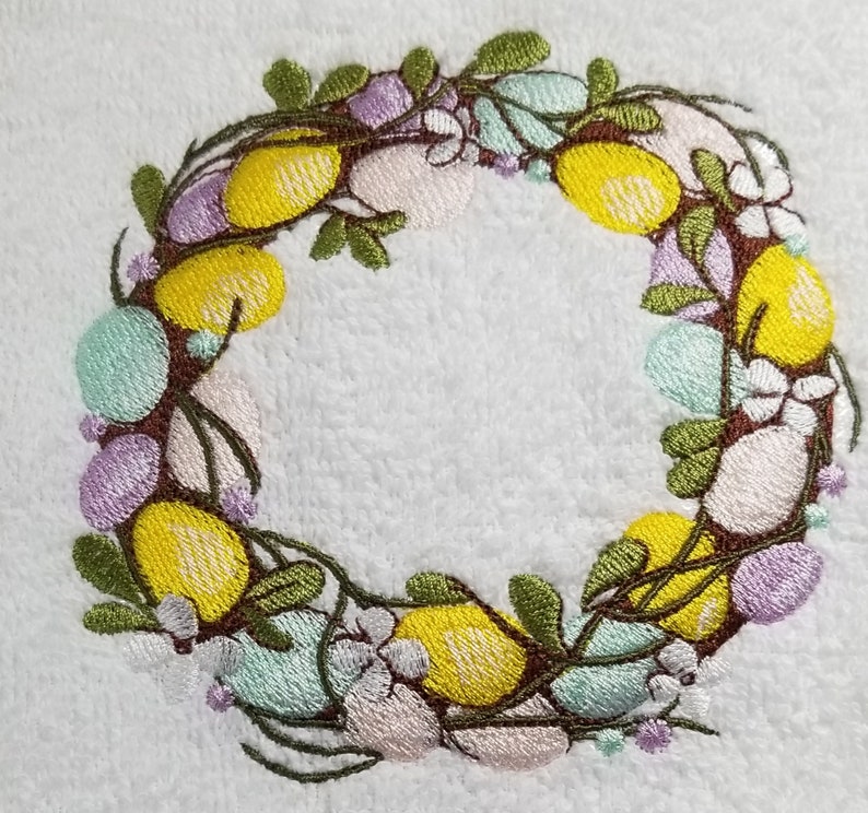 Embroidered Easter Towel Easter Wreath Towel Egg Towel - Etsy