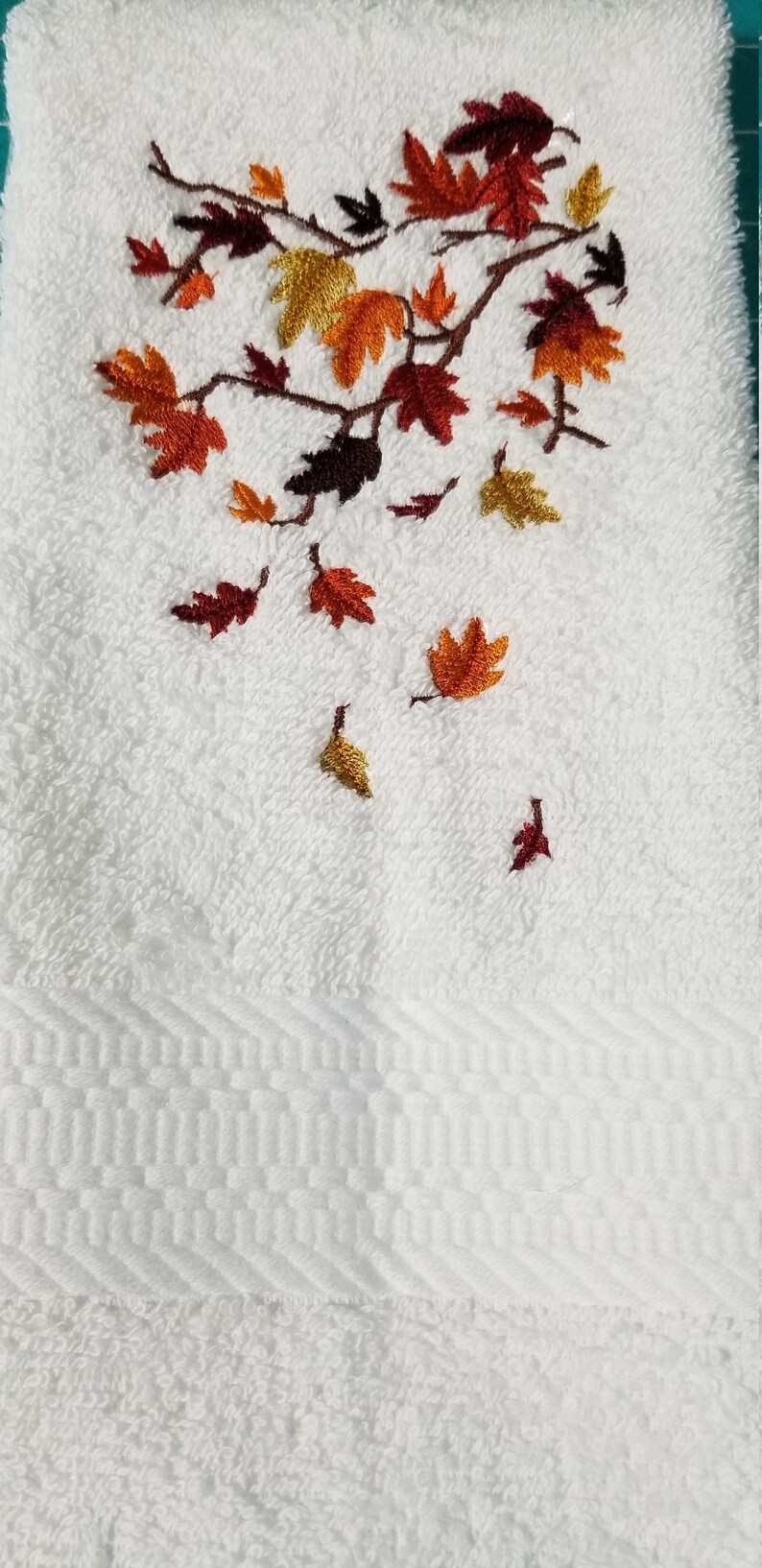 Autumn Towel - Leaves Towel - Embroidered Towel- Hand Towel - Bath ...
